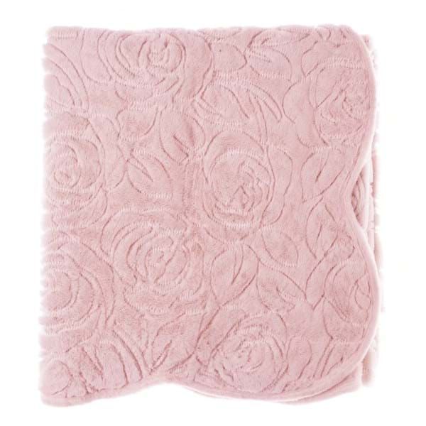 Plaid rose broderies roses 140x170cm Blanc Mariclo